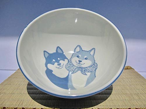 Japanese Shiba Dog Blue 6.3 Inches Diameter Large Rice Bowl Donburi Soup Noodle or Serving Bowl Multipurpose Bowl Chawan from Japan