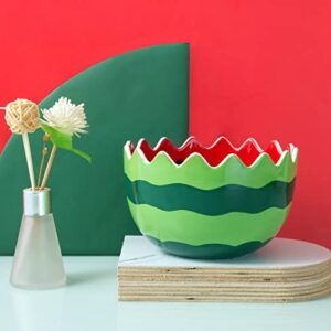 123Arts Ceramic Watermelon Hand Painted Salad Bowl Noodle Bowl Soup Bowl Dessert Fruit Bowl