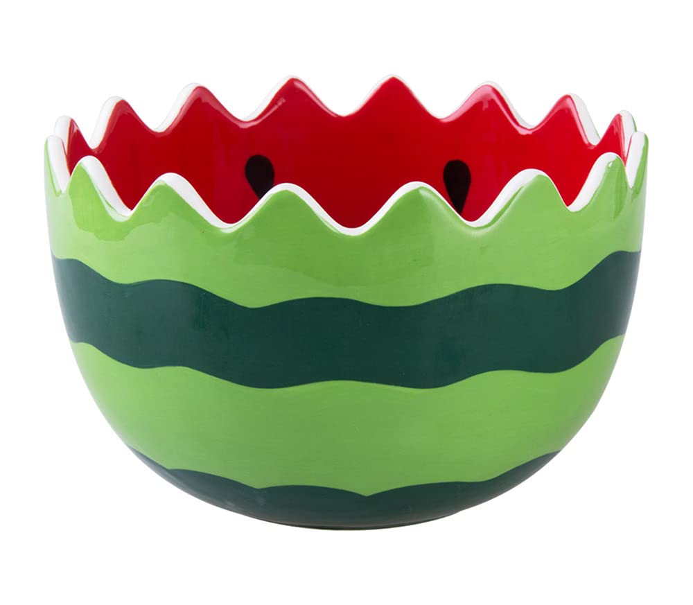 123Arts Ceramic Watermelon Hand Painted Salad Bowl Noodle Bowl Soup Bowl Dessert Fruit Bowl