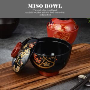 Hemoton Miso Soup Bowl with Lid Japanese Melamine Noodle Bowl Rice Bowl Snack Bowl Dessert Bowl Appetizer Bowl for Home Restaurant 11cm