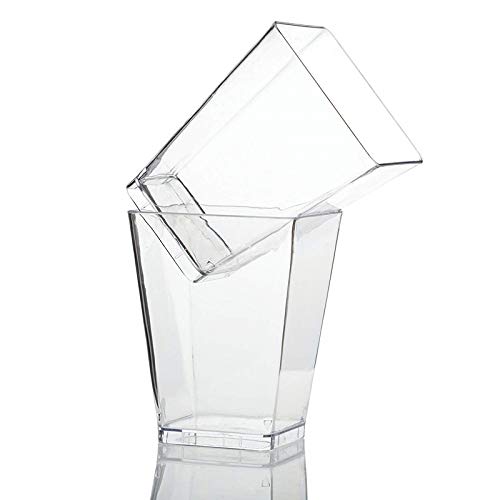 40Pcs/set Elegant Tall Square Dessert Cups - Cube 5oz Clear Tasting Sample Shot Glasses Disposable Plastic Dessert Cups