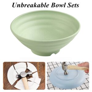 CAMBUY Wheat Straw Bowls Set 4 Pcs Unbreakable 32 Oz Cereal Bowls Dinner Bowl Sets Dishwasher & Microwave Safe