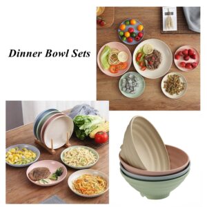 CAMBUY Wheat Straw Bowls Set 4 Pcs Unbreakable 32 Oz Cereal Bowls Dinner Bowl Sets Dishwasher & Microwave Safe