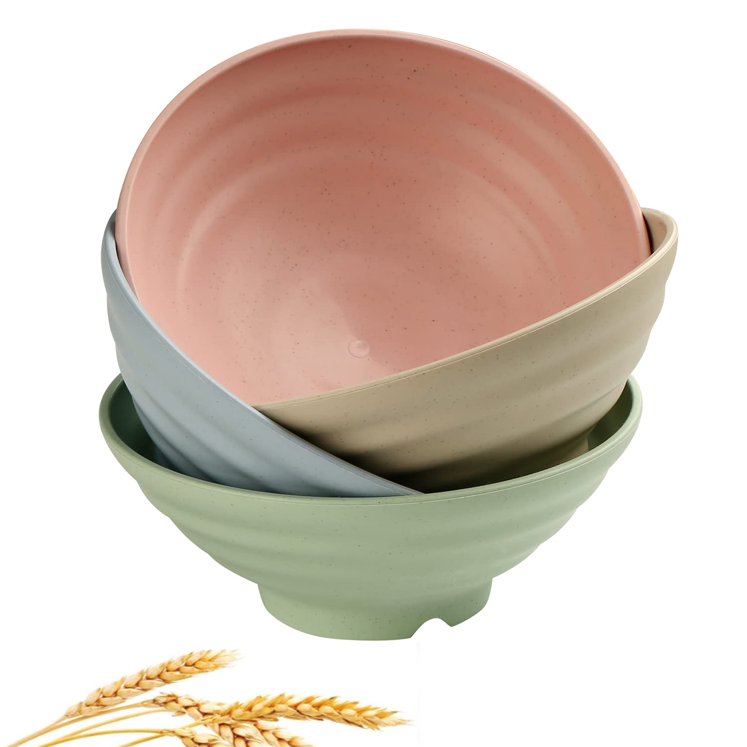 CAMBUY Wheat Straw Bowls Set 4 Pcs Unbreakable 32 Oz Cereal Bowls Dinner Bowl Sets Dishwasher & Microwave Safe