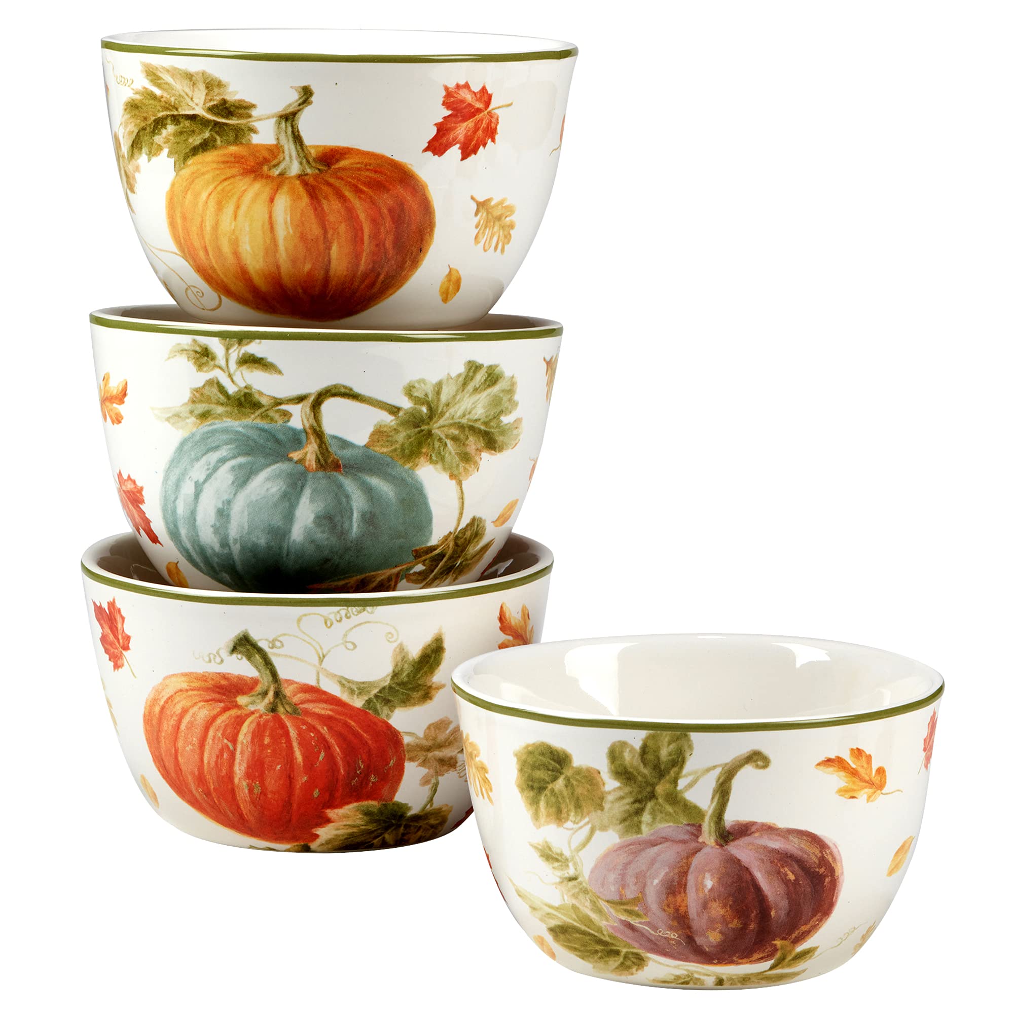 Certified International Autumn Harvest Set 5.5" Ice Cream/Dessert Bowls, Set of 4, Multicolor