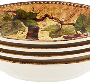 Certified International Gilded Wine Soup/Pasta Bowls (Set of 4), 9.25" x 1.5", Multicolor