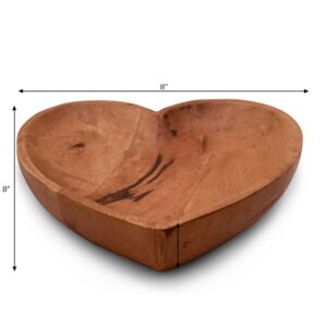 Heart Shaped Wooden Salad Bowl, Fruit Bowl, Candy Bowl, Decorative Wood Bowl, Hand-Crafted, Eco-Friendly, Large 10”(W) x 10” (L) x 2” (H)