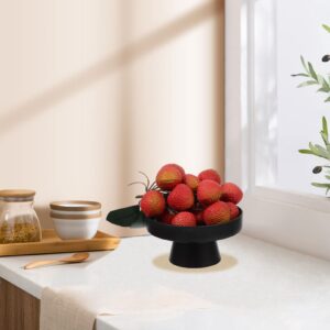 DOITOOL Ceramic Footed Bowl Decorative Pedestal Bowl Fruit Bowl Fruit Tray Dessert Display Stand for Home Kitchen Counter Centerpiece Table Decor 5.11X5.11X2.67 inch, Black