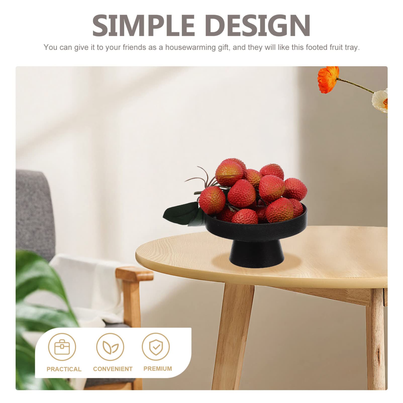 DOITOOL Ceramic Footed Bowl Decorative Pedestal Bowl Fruit Bowl Fruit Tray Dessert Display Stand for Home Kitchen Counter Centerpiece Table Decor 5.11X5.11X2.67 inch, Black