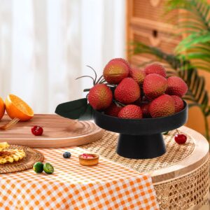 DOITOOL Ceramic Footed Bowl Decorative Pedestal Bowl Fruit Bowl Fruit Tray Dessert Display Stand for Home Kitchen Counter Centerpiece Table Decor 5.11X5.11X2.67 inch, Black