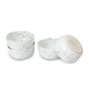 roro Exquisite Handmade Ceramic Stoneware Speckled Spotted White Sauce Bowls - Set of 4 - Versatile, Microwave-Safe, and Dishwasher-Safe Dinnerware