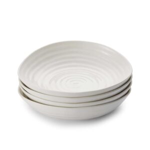 portmeirion sophie conran white pasta bowl | set of 4 | large serving bowls for soup or salad | 9 inch | made from fine porcelain | microwave and dishwasher safe