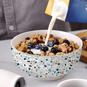 LEAZUL Ceramic Soup Bowls Cereal Bowl, 22 Ounce Bowls Set Chip Resistant Dishwasher & Microwave Safe Porcelain Bowls for Kitchen Terrazzo Marble Bowls for Cereal Soup Rice Pasta Salad Oatmeal Set of 4