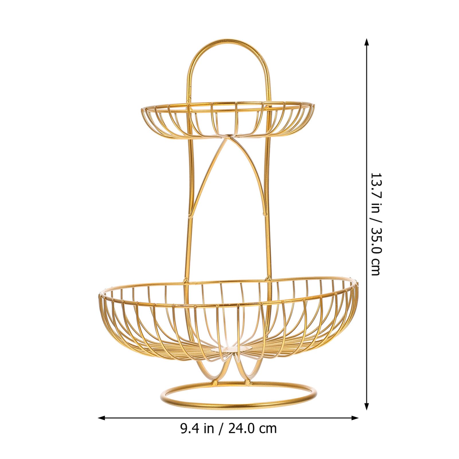 IMIKEYA Golden Metal Countertop Wire Fruit Storage Basket Double Layers Desktop Fruit Bowl Stand Holder Vegetables Storage Basin for Kitchen