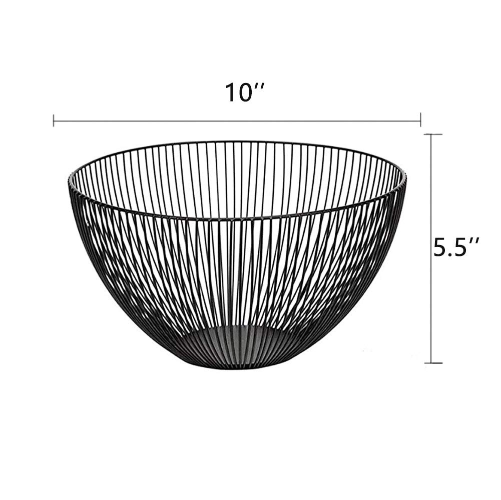 IBWell Wire Fruit Basket Fruit Bowl Kitchen Fruit Basket Stand Fruit Bowls for the Counters Metal Fruit Bowl(Round Black)