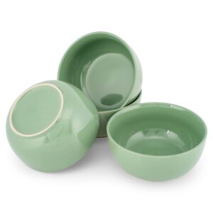 Elanze Designs Bistro Glossy Ceramic 6.5 inch Dinnerware Bowls Set of 4 - Perfect for Everyday uses from Soup, Pasta, Salad, Cereal, Ice cream, Ramen and Pho, Sage Green