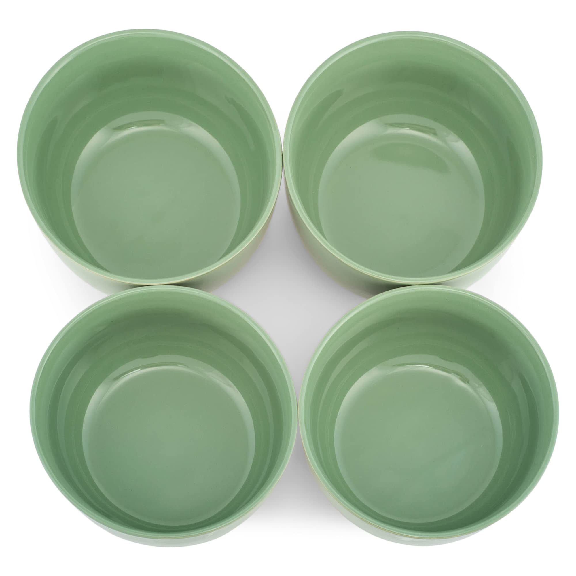 Elanze Designs Bistro Glossy Ceramic 6.5 inch Dinnerware Bowls Set of 4 - Perfect for Everyday uses from Soup, Pasta, Salad, Cereal, Ice cream, Ramen and Pho, Sage Green