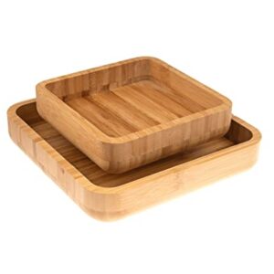 Mateda Bamboo Pistachio Snack Bowl Double Dish Nut Bowl with Shell Storage, 9.5" x 9.5" x 3.8"