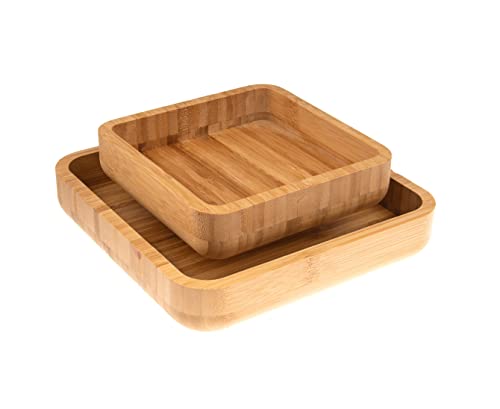 Mateda Bamboo Pistachio Snack Bowl Double Dish Nut Bowl with Shell Storage, 9.5" x 9.5" x 3.8"