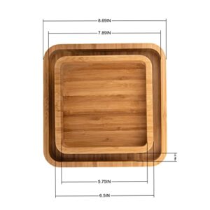 Mateda Bamboo Pistachio Snack Bowl Double Dish Nut Bowl with Shell Storage, 9.5" x 9.5" x 3.8"