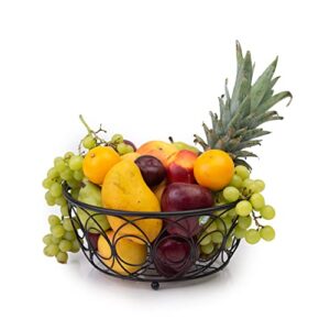 TutiFruti Fruit Bowl With Banana Holder, Fruits on Basket Do No Top Over, Conveniently Balanced, The Size and Color Your Family Expects. (Black Satin), 16X12.