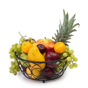 TutiFruti Fruit Bowl With Banana Holder, Fruits on Basket Do No Top Over, Conveniently Balanced, The Size and Color Your Family Expects. (Black Satin), 16X12.