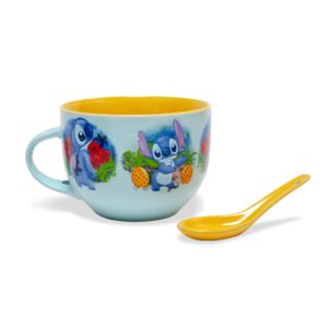 disney lilo & stitch ceramic soup mug with spoon | holds 24 ounces