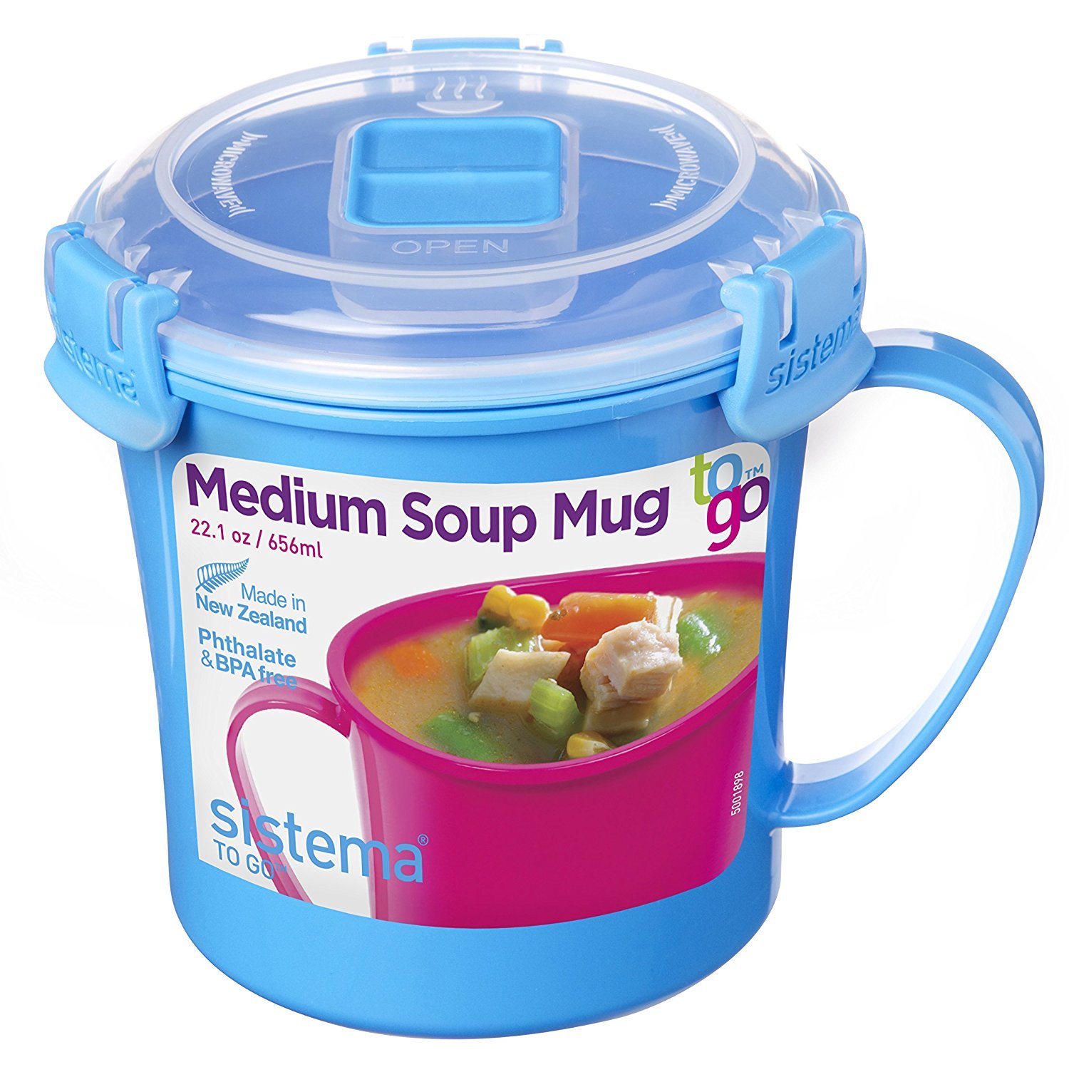 Sistema To Go Collection Microwave Soup Mug, 22 oz, Blue(2pk)2