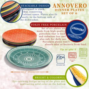 Annovero Bundle -, Pasta Bowls. Cute and Colorful Porcelain Dishes for Kitchen, Microwave and Oven Safe. Bundle