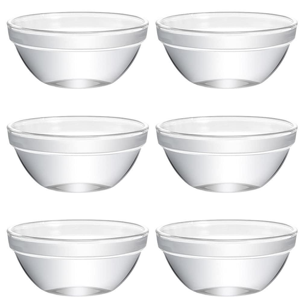 DOITOOL 6 Pcs Mini Meal Prep Bowls Glass Ramekins Bowls Stackable Clear Serving Bowls Small Dessert Bowls Candy Dishes Nut Bowls for Kitchen Prep Salad Dessert Dips S