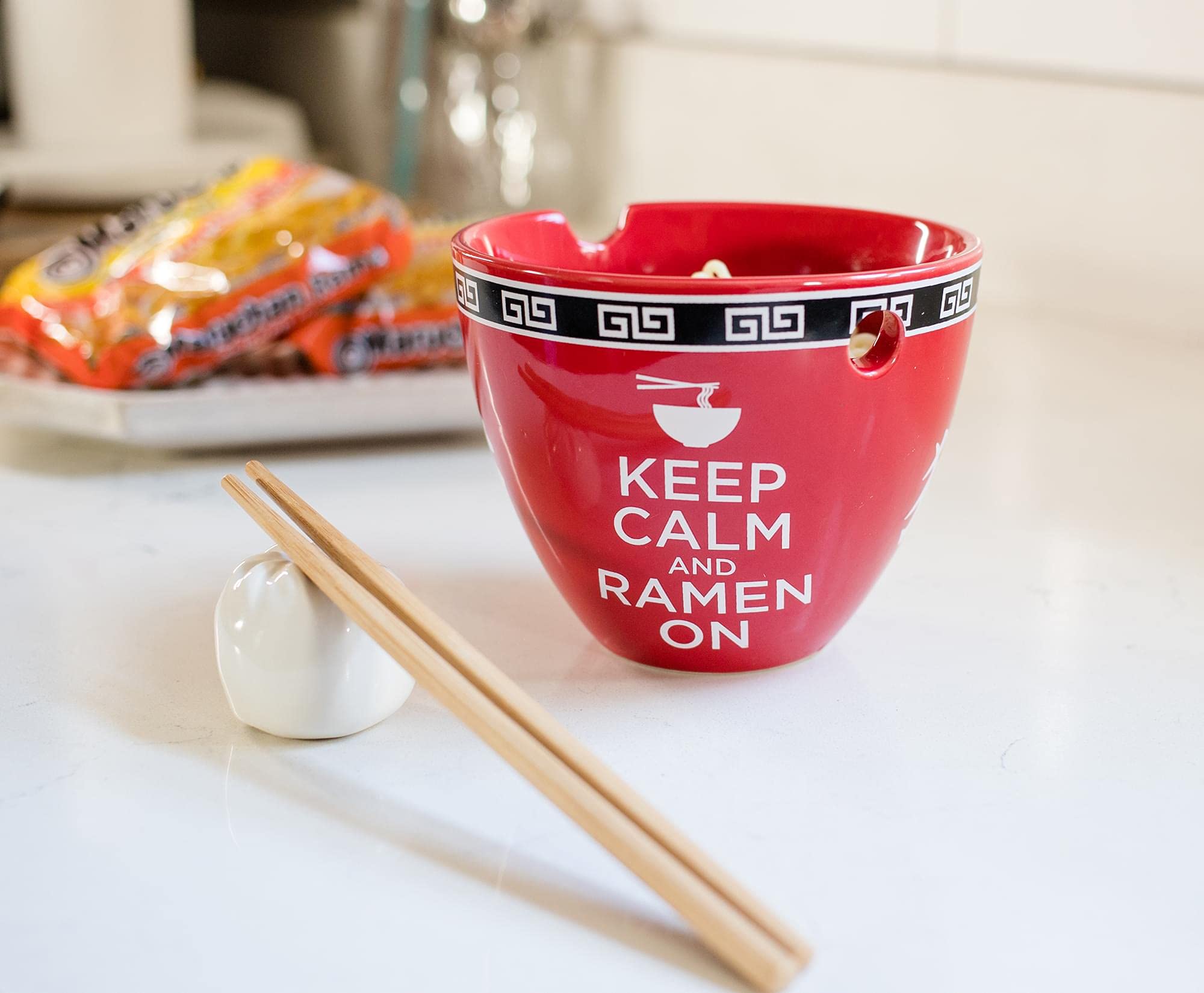 Boom Trendz Bowl Bop Keep Calm And Ramen On Japanese Dinner Set | 16-Ounce Bowl, Chopsticks