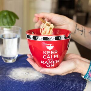 Boom Trendz Bowl Bop Keep Calm And Ramen On Japanese Dinner Set | 16-Ounce Bowl, Chopsticks