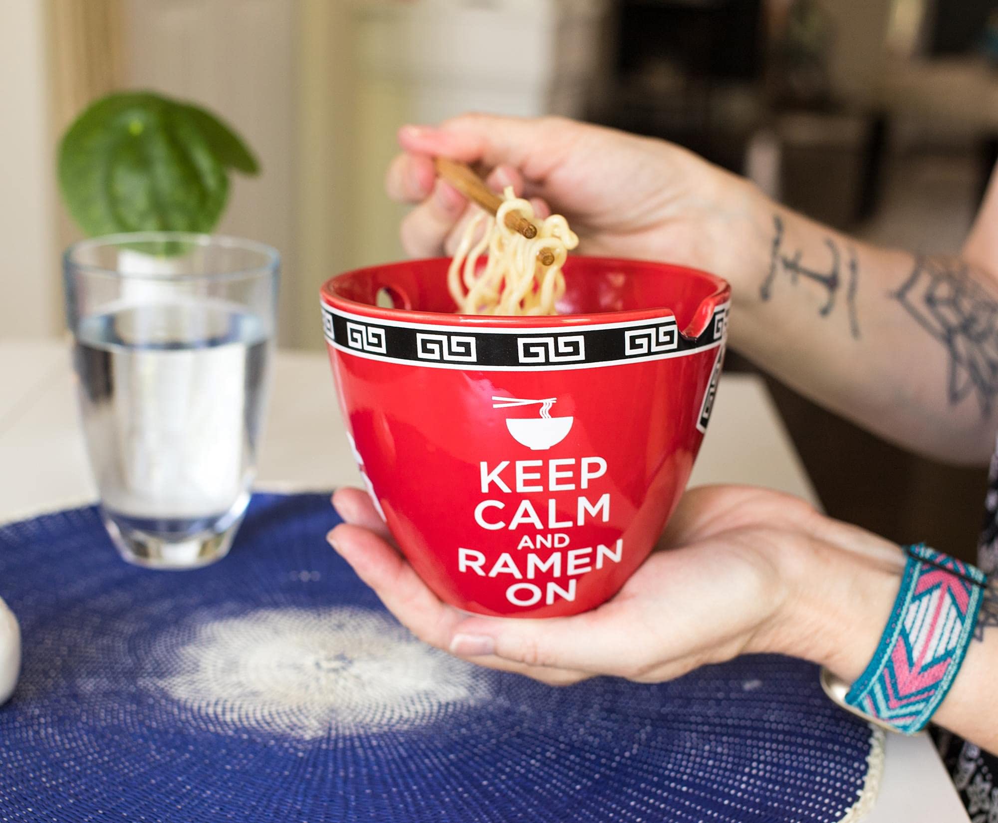 Boom Trendz Bowl Bop Keep Calm And Ramen On Japanese Dinner Set | 16-Ounce Bowl, Chopsticks