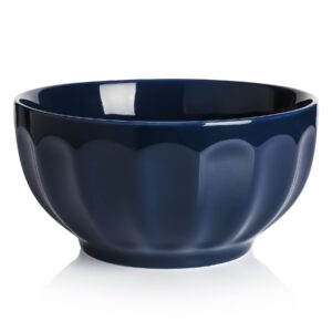 sweese porcelain salad bowls - 64 ounce large soup bowls - serving bowl for cereal, salad and popcorn - set of 1, navy no. 133.103