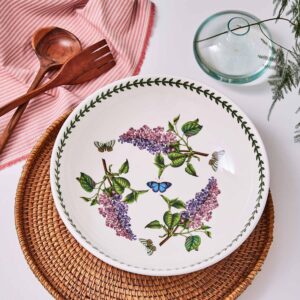 Portmeirion Botanic Garden Low Fruit Bowl | 13 Inch Pasta Bowl with Lilac Motif | Made in England from Fine Earthenware | Microwave and Dishwasher Safe