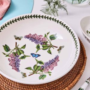 Portmeirion Botanic Garden Low Fruit Bowl | 13 Inch Pasta Bowl with Lilac Motif | Made in England from Fine Earthenware | Microwave and Dishwasher Safe