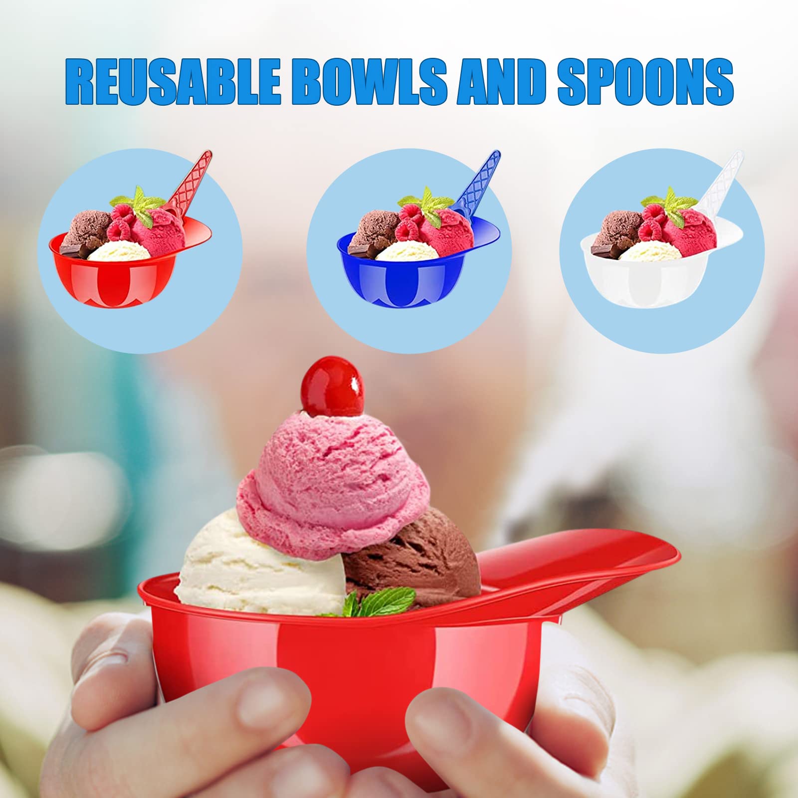 EliteZ Ice Cream Bowls, 30 Count Baseball Helmet Ice Cream Snack Bowl Dessert Bowl Tableware with 50 Disposable Scoops for Party Supplies (Black)