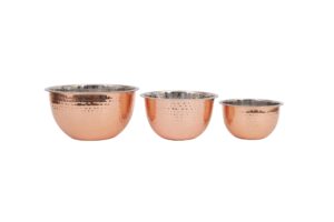 creative co-op hammered stainless steel bowls in copper finish (set of 3 sizes)