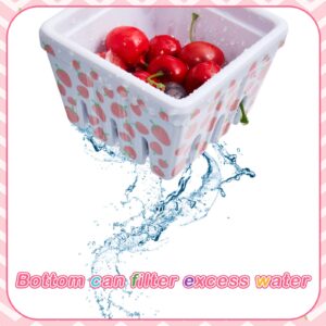 Didaey 6 Pcs Ceramic Berry Basket 3.94 x 2.76 Inch Farmhouse Fruit Bowl with Holes Cute Small Strawberry Decor Kawaii Berry Bowl Kitchen Harvest Berry Colander Stoneware for Veggie Berries Fruits