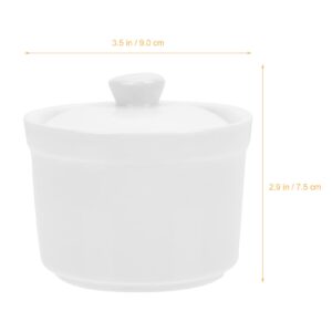 Angoily 2pcs White Ceramic Stew Pot with Lid 3. 5 Inch Porcelain Steaming Cup Small Steaming Cup Soup Noodle Bowl Stockpot Cookware for Egg Custard Medicinal and Birds Nest