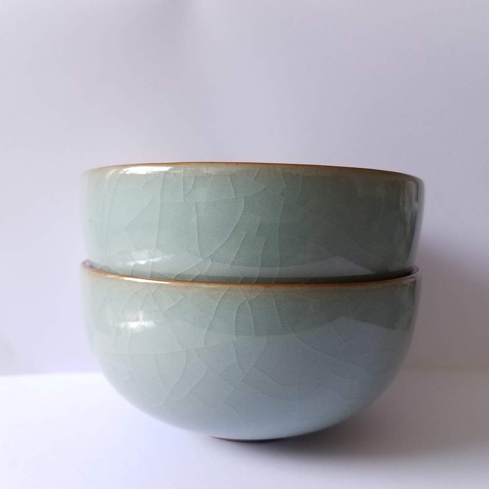 Bowl Celadon Glazed Chinese Rice 4.5Inch with Cracking(1, Light Grey)