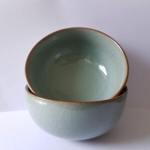 Bowl Celadon Glazed Chinese Rice 4.5Inch with Cracking(1, Light Grey)