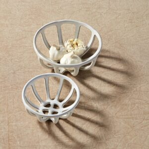 Mud Pie Ceramic Fruit Basket Set, White