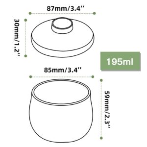 Cinf Japanese Snack 6 oz Set of 2 Stew Pot With Lid Steam Cuisine Ceramic Serving Soup Bowls Custard Bowl Cup for Egg Vegetable