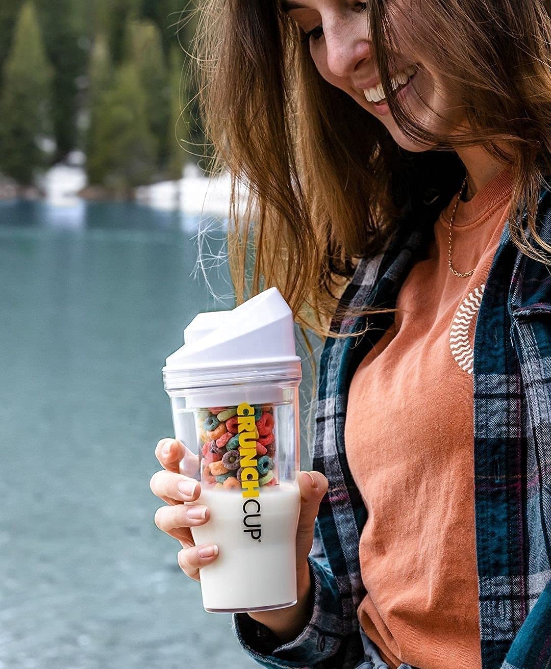 CRUNCHCUP Bundle & Save 15% on Two Portable Cereal Tumblers - No Spoon, No Bowl, It's Cereal on the Go [Blue & White]