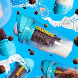 CRUNCHCUP Bundle & Save 15% on Two Portable Cereal Tumblers - No Spoon, No Bowl, It's Cereal on the Go [Blue & White]