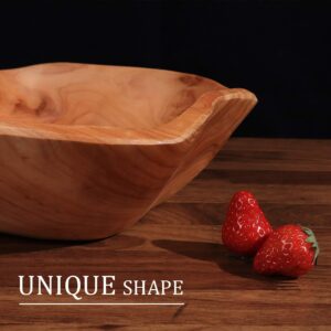 DeziWood Wooden Bowls, Creative Handmade Root Carved Fruit Bowls, Small Wood bowls for Fruit Nut or Decor (8"-10")