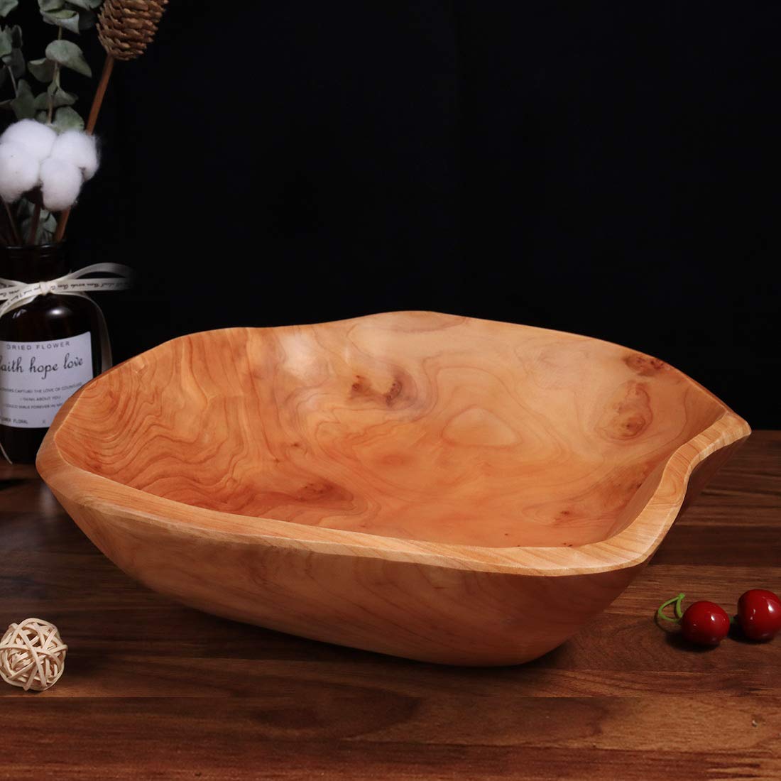 DeziWood Wooden Bowls, Creative Handmade Root Carved Fruit Bowls, Small Wood bowls for Fruit Nut or Decor (8"-10")