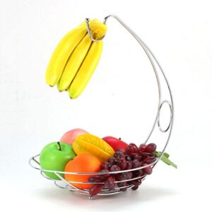 MagiDeal Unknown Chrome Banana Hanger Fruit Bowl Tree Holder Basket Stand Hook kitchen