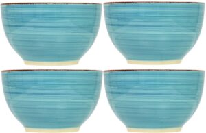 royal norfolk turquoise swirl stoneware bowls, 5½" - set of 4 bowls